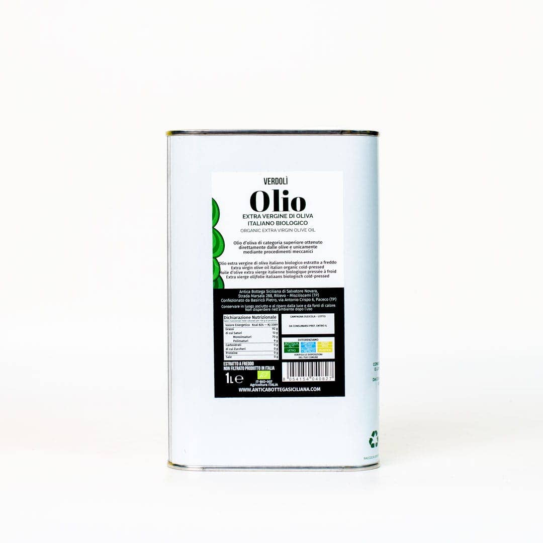 VERDOLI - Organic Sicilian extra virgin olive oil Verdolì - 1 liter ...